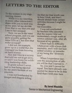 Jared Mauldin 'Engineering' student's humble letter praises female ...
