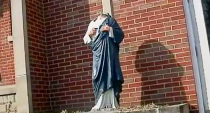 Indiana Jesus Christ Statue Vandalized, Head Missing (Photo) - Canada ...